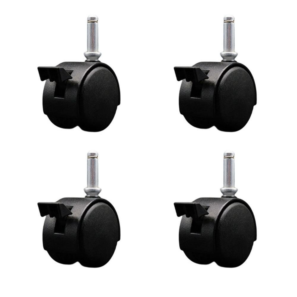 Service Caster 2 Inch Black Metal Hood Twin Caster with Brake Nylon ...