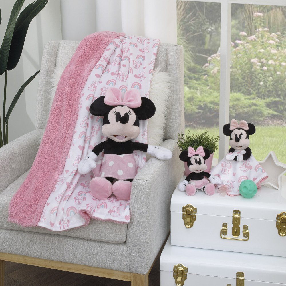 Disney NoJo Disney Minnie Mouse White, Pink, and Aqua Rainbow and Heart ...