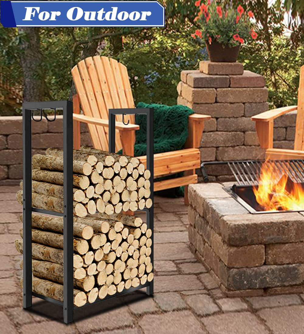 Latitude Run® Heavy-Duty Black Firewood Log Holder - Rust Resistant, 2 ...