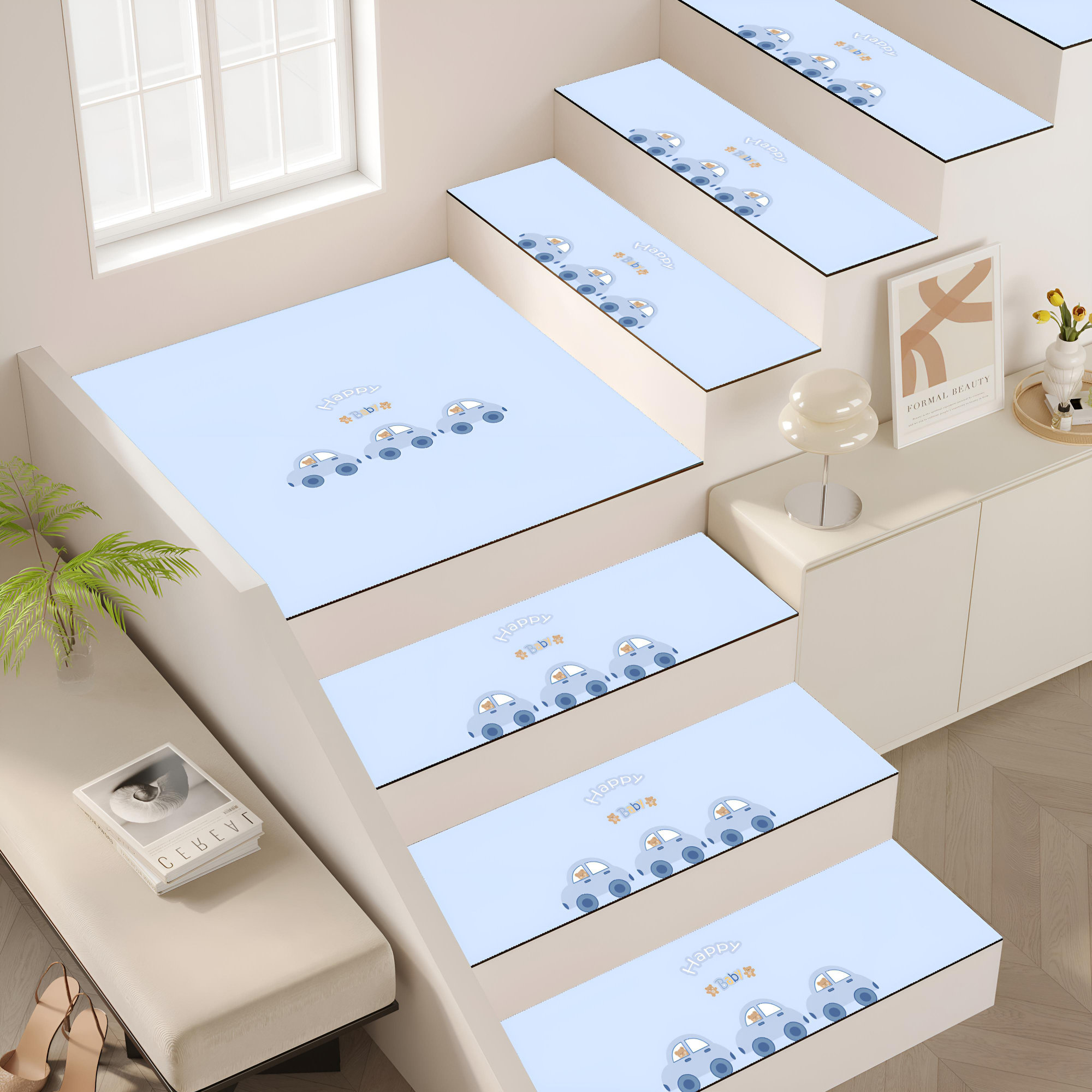 Infinity Adorable Cartoon Stair Treads Self-Adhesive No Glue Needed Non ...