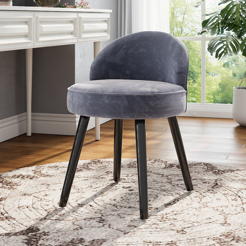 Fairmont Park Modern Velvet Dressing Table Stool with Solid Wood Legs ...