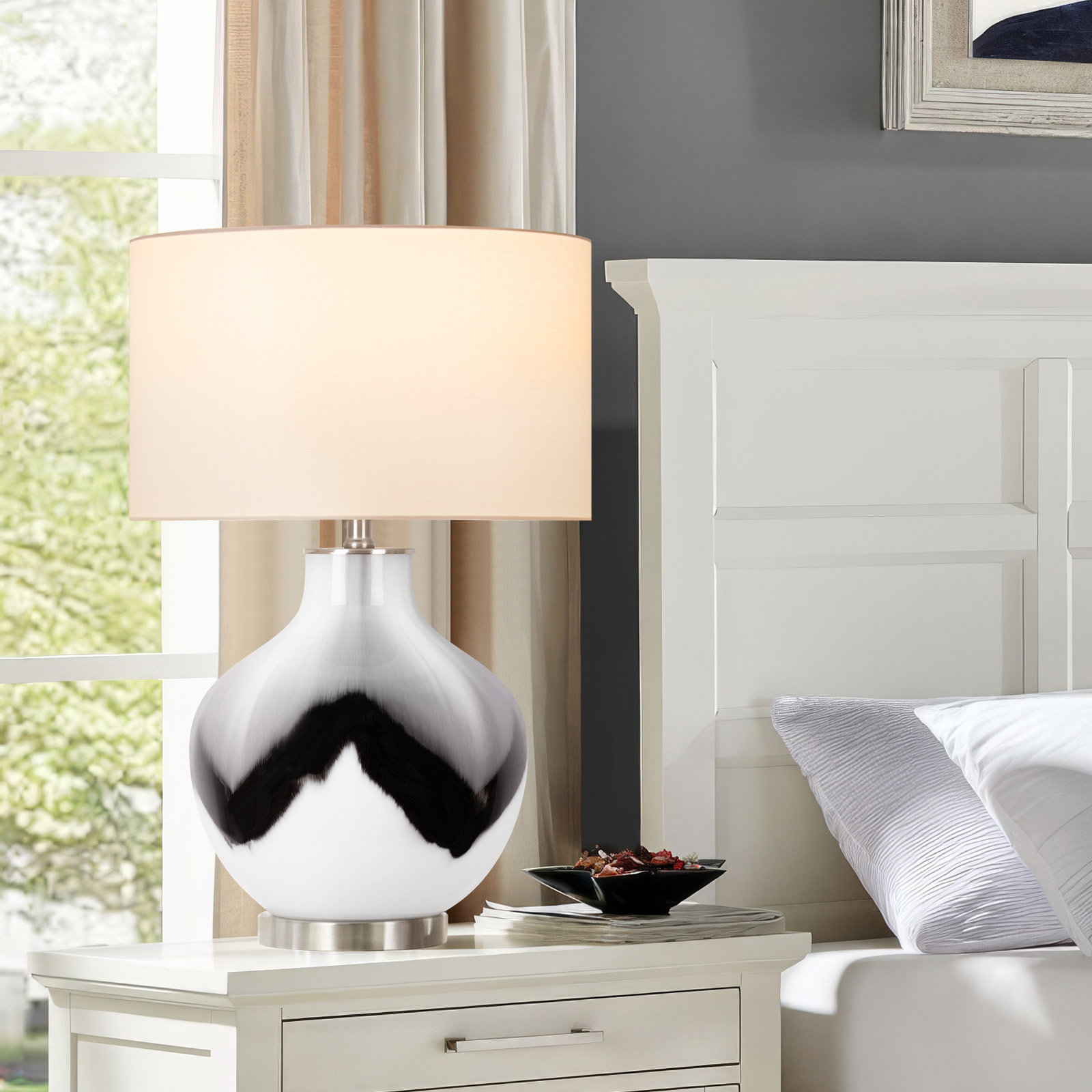 Ivy Bronx 25.5" Large Ceramic Bedside Table Lamp, Ceramic Living Room ...
