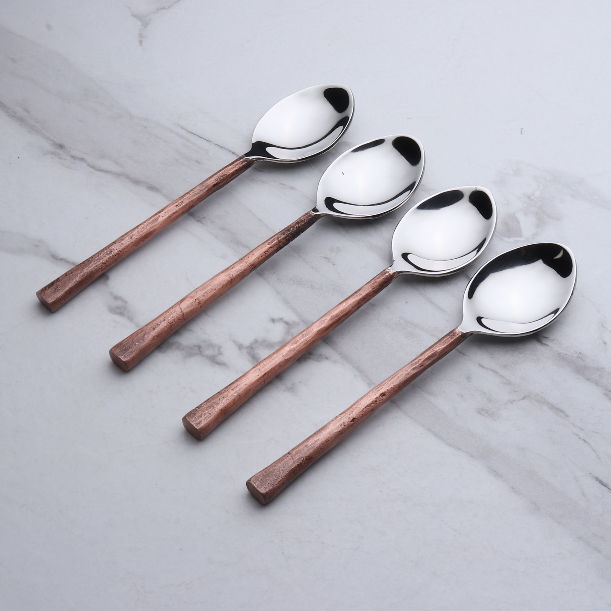 17 Stories Ahrie Design Copper Antique Tea/Desert Spoon 4 Pcs. Set ...