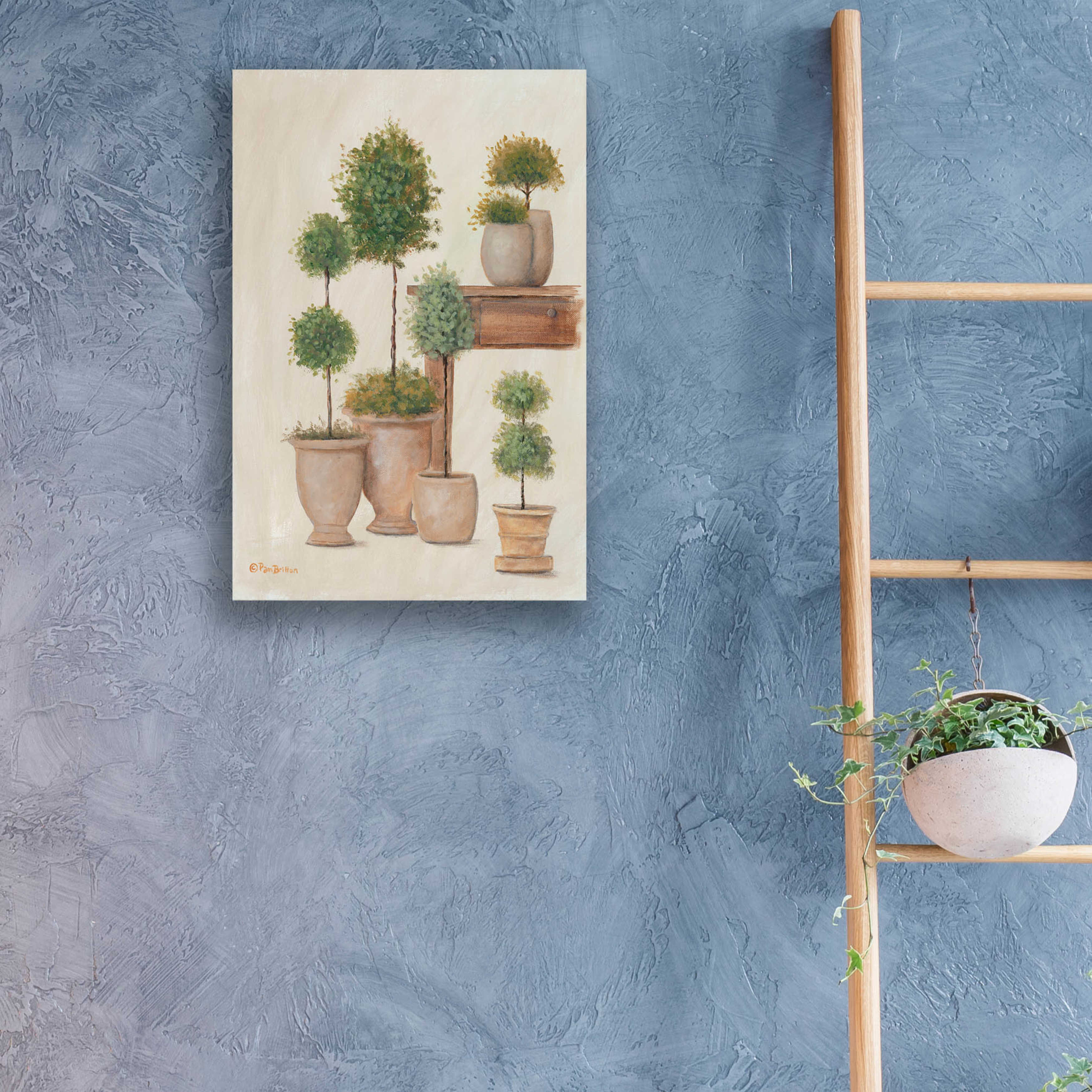 Epic Art ''Potting Bench Topiaries I'' By Pam Britton, Acrylic Glass ...