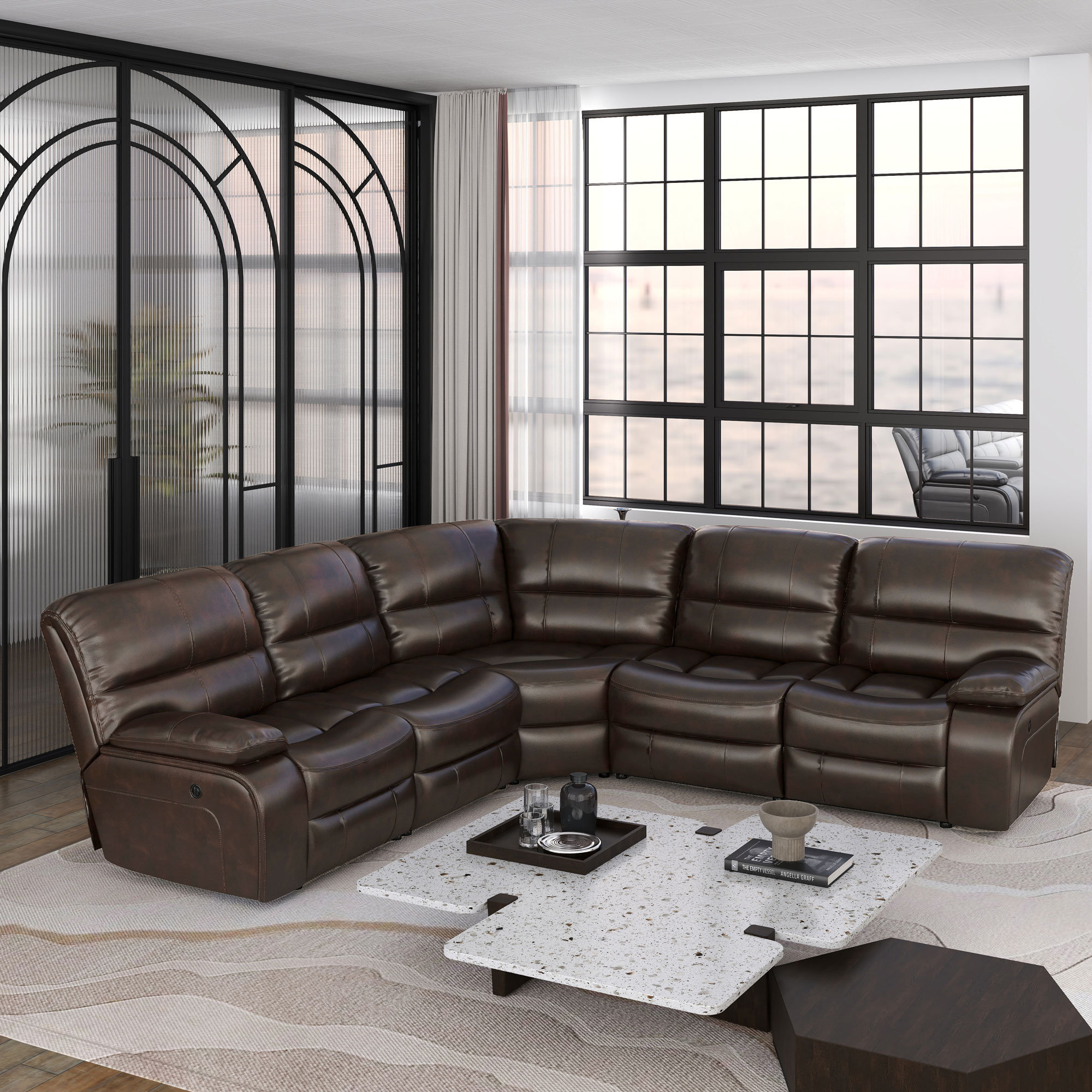 Latitude Run® Culbreth 5-Piece Modern Fancy Faux Leather Power And ...
