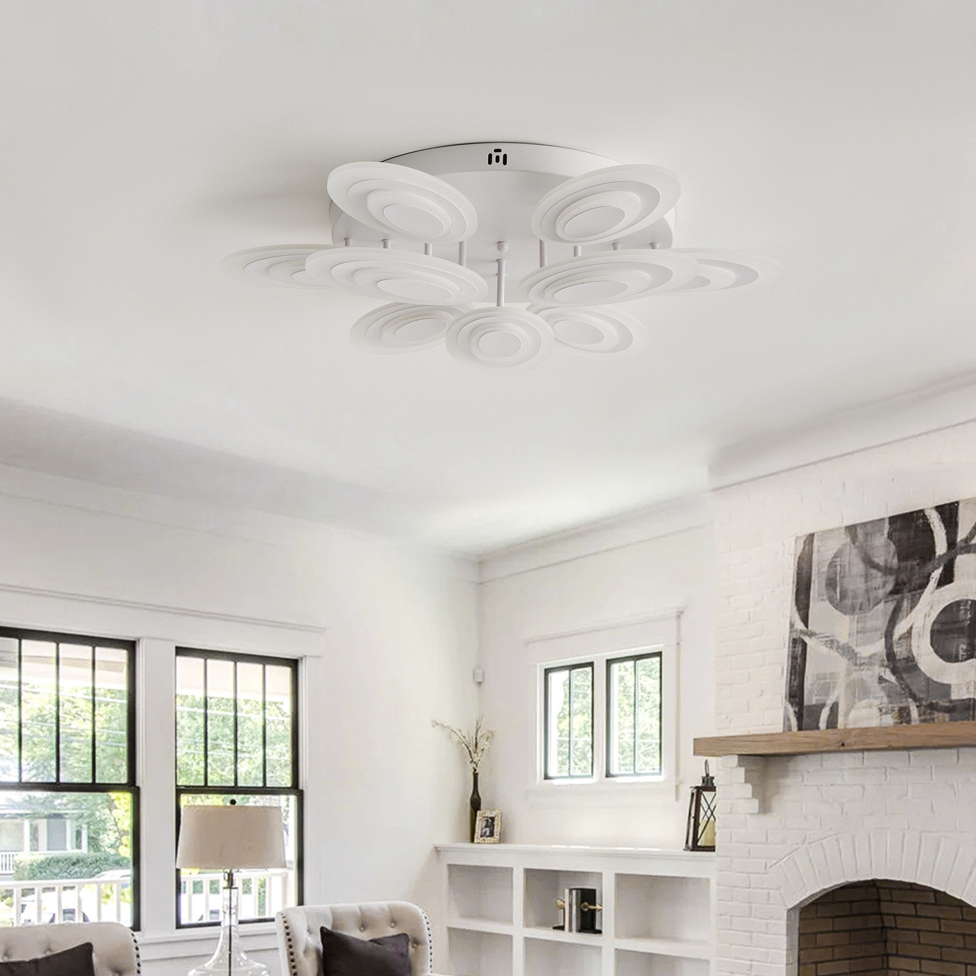 Brayden Studio 1-Matte white flower shaped LED iron ceiling light ...
