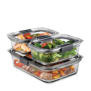 Rubbermaid Brilliance Glass Food Storage Containers, Set of 3 Food ...