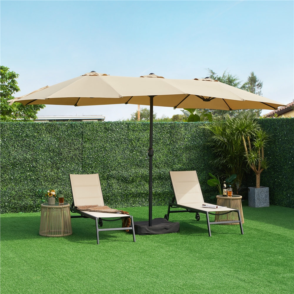 Archie & Oscar™ Harworth 120” × 96” Tilt Twin Patio Parasol Outdoor ...
