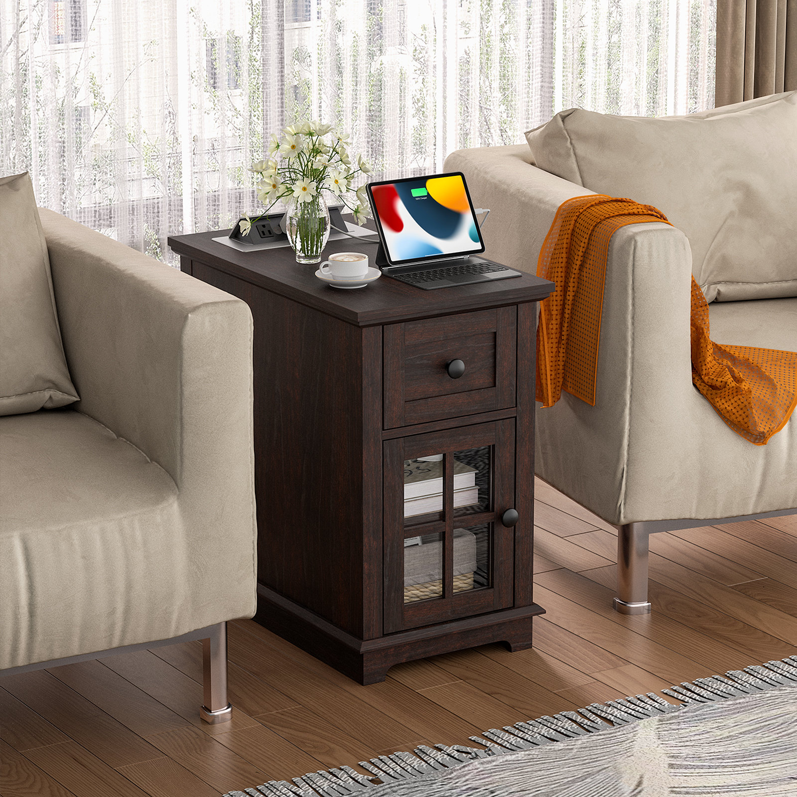 Lark Manor™ 1-Drawers End Tables for Living Room with Storage and Built ...