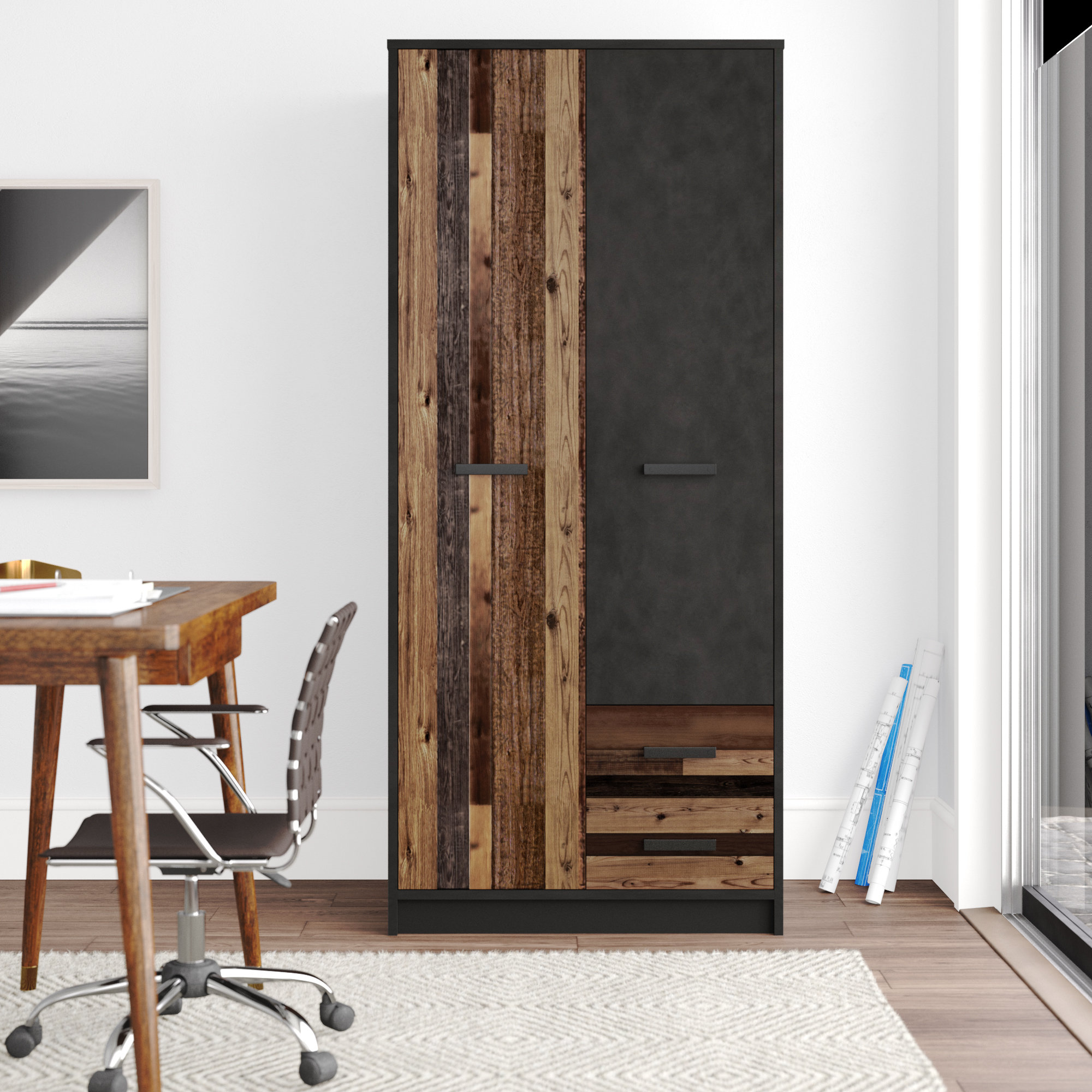 Mercury Row Dennett 2 Door Wardrobe of laminated chipboard 16 mm ...