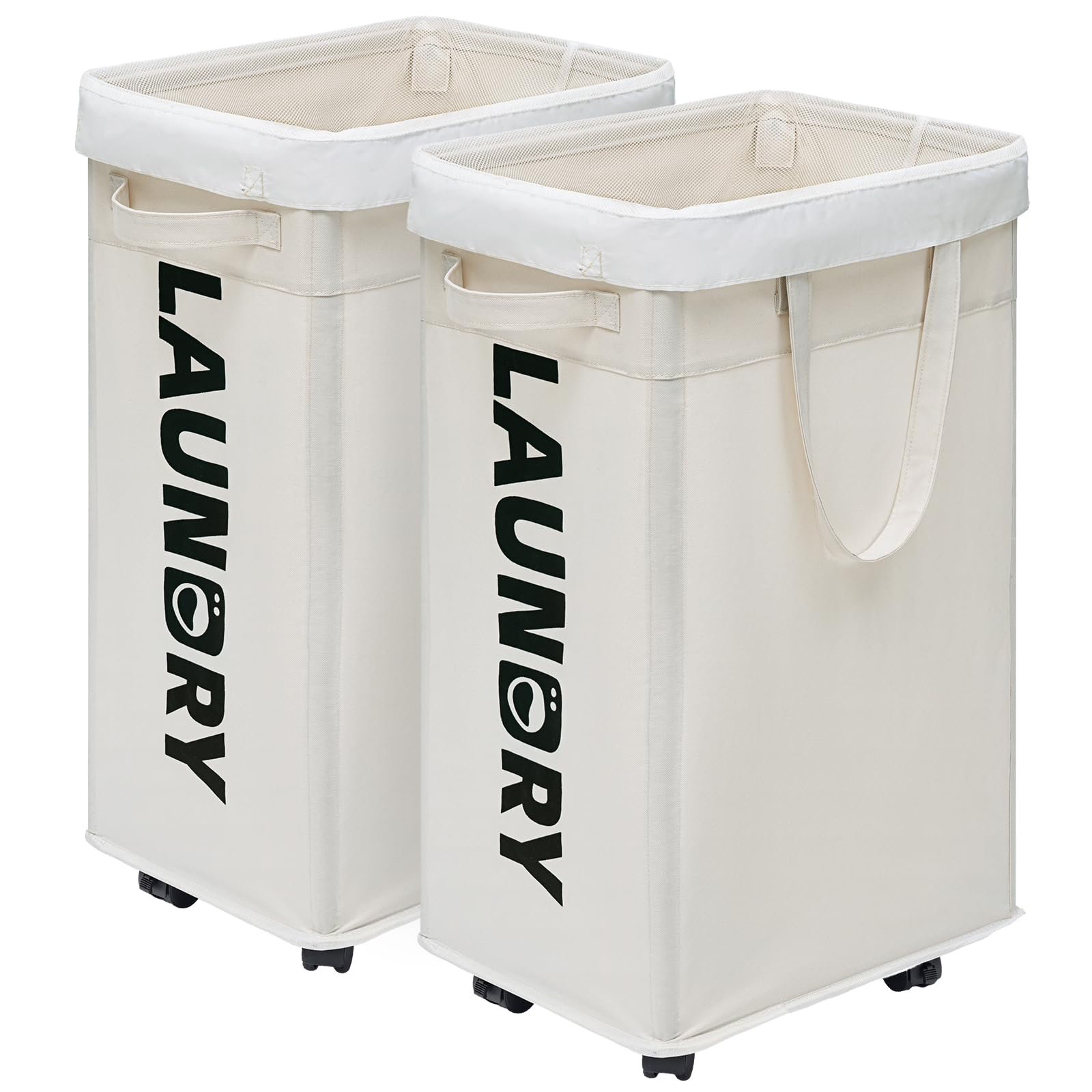 Latitude Run® 2-Pack Laundry Baskets With Wheels And Handle,75L ...