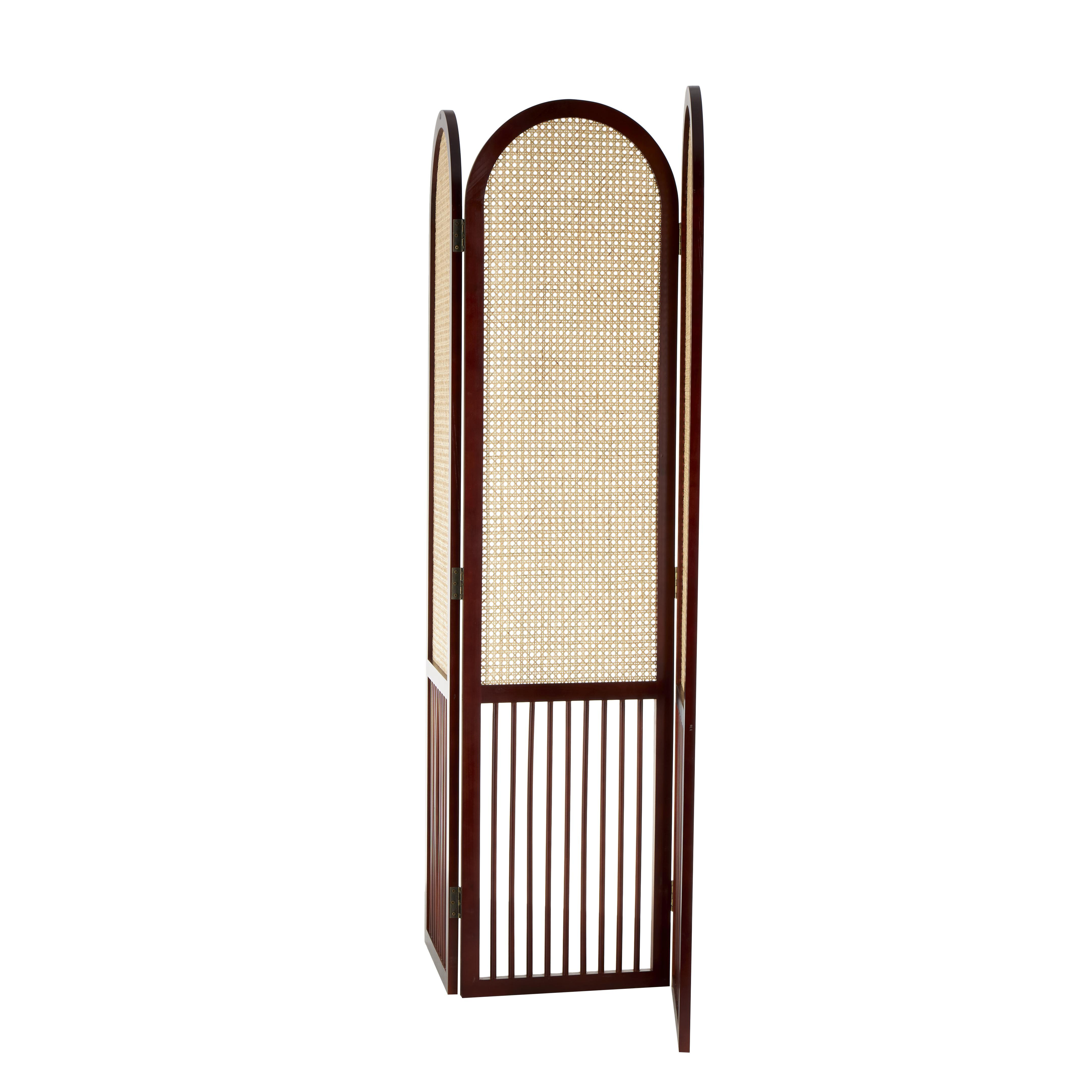 Bay Isle Home™ Wood Arched 3 Panel Partition Dark Brown Divider Screen ...