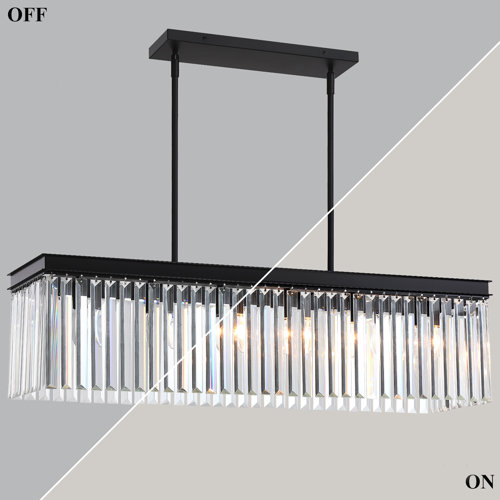 Mercer41 Neilina 6 - Light Glass Dimmable Square / Rectangle Chandelier ...