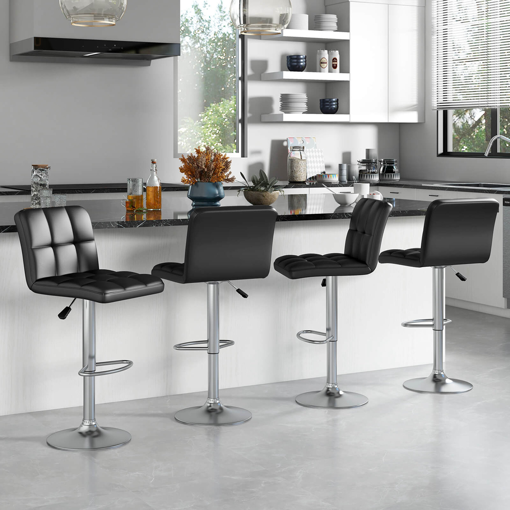 Brayden Studio® Flavienne Swivel Bar Stools Set Of 4 With Heavy-Duty ...