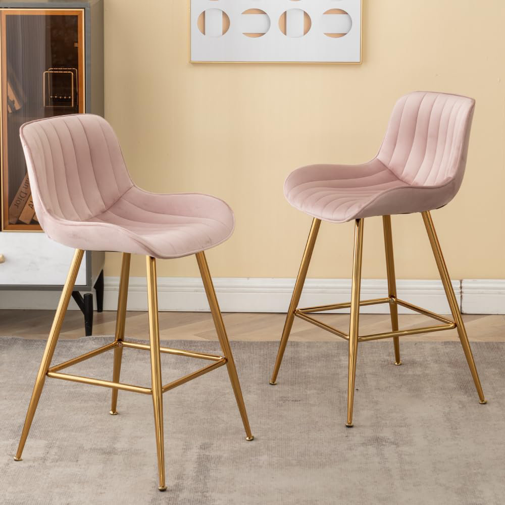 Everly Quinn Pink Bar Stools Set Of 2-24’’ Bar Stools For Kitchen ...
