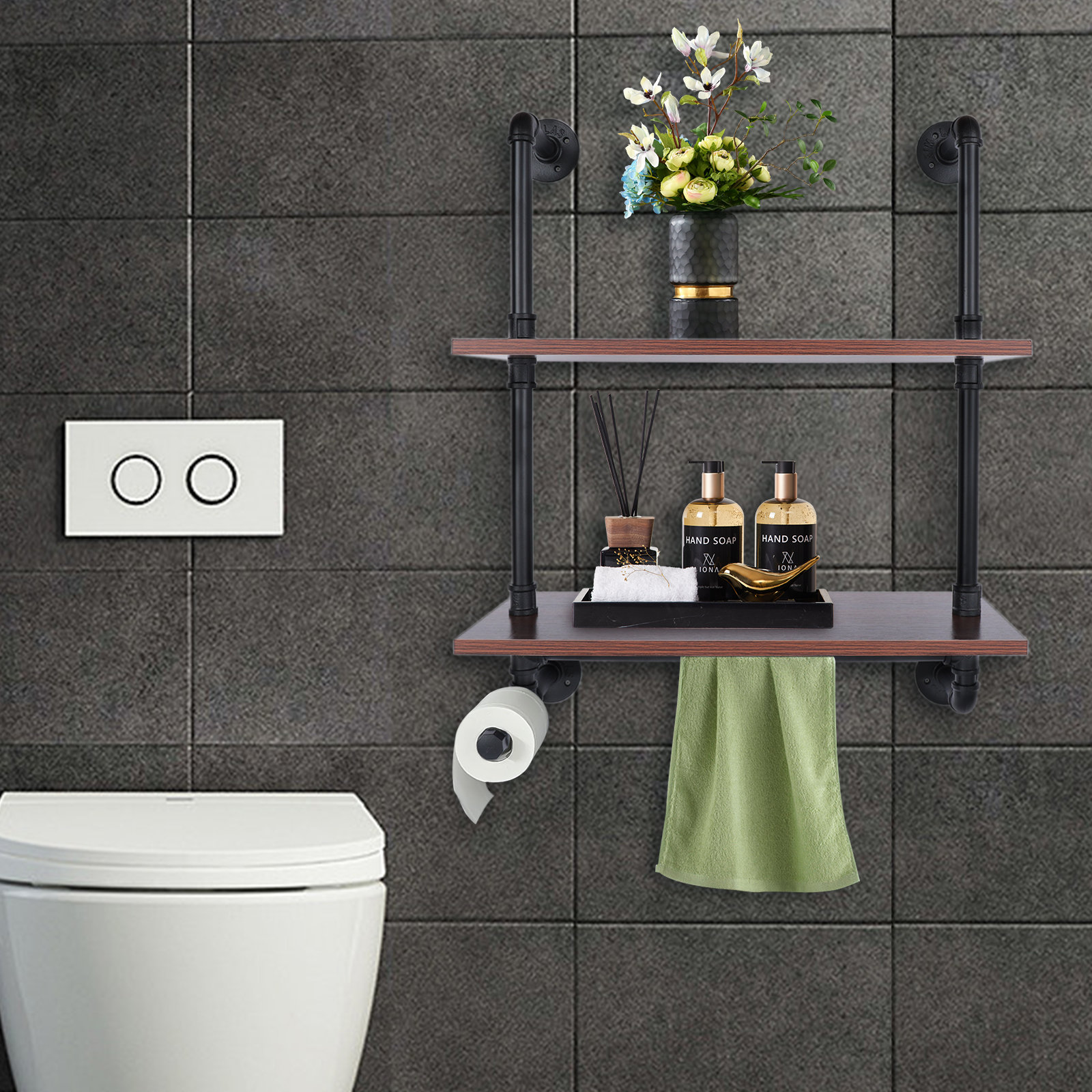 Rebrilliant Nalej Bathroom Wall-mounted Shelves With A Toilet Paper ...