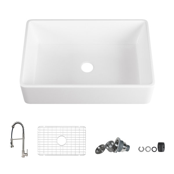 DeerValley Feast 33" L x 20" W Farmhouse Kitchen Sink With Faucet | Wayfair