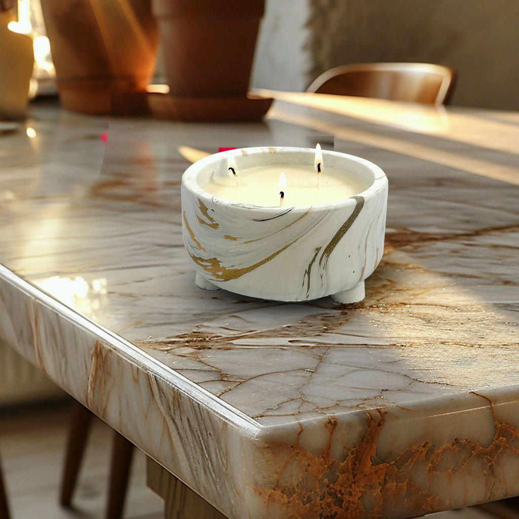 Wrought Studio™ Floral Scented Marble Jar Candle | Wayfair