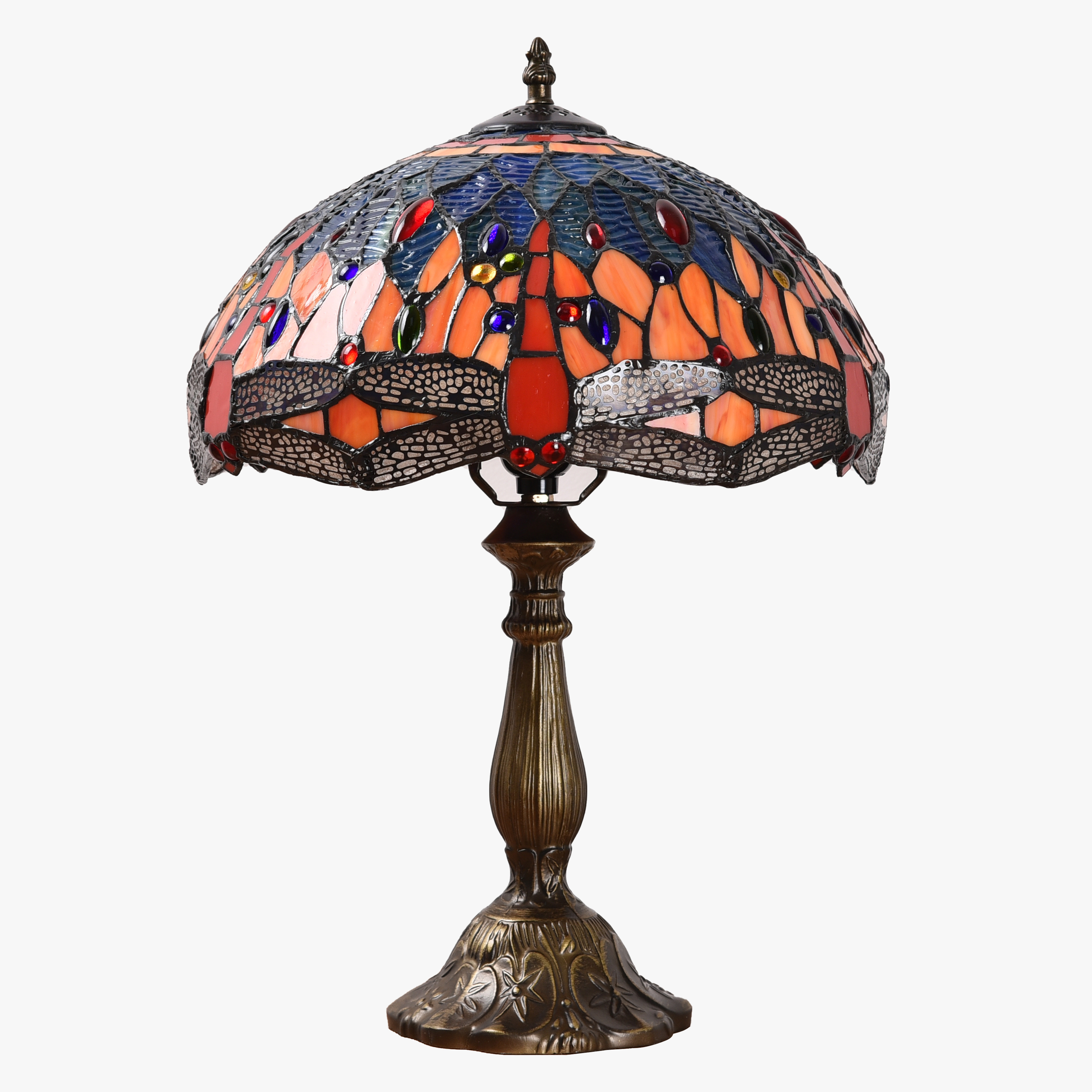 Fleur De Lis Living Felice 14.5"/18" Table Lamp, Tiffany Style Stained ...