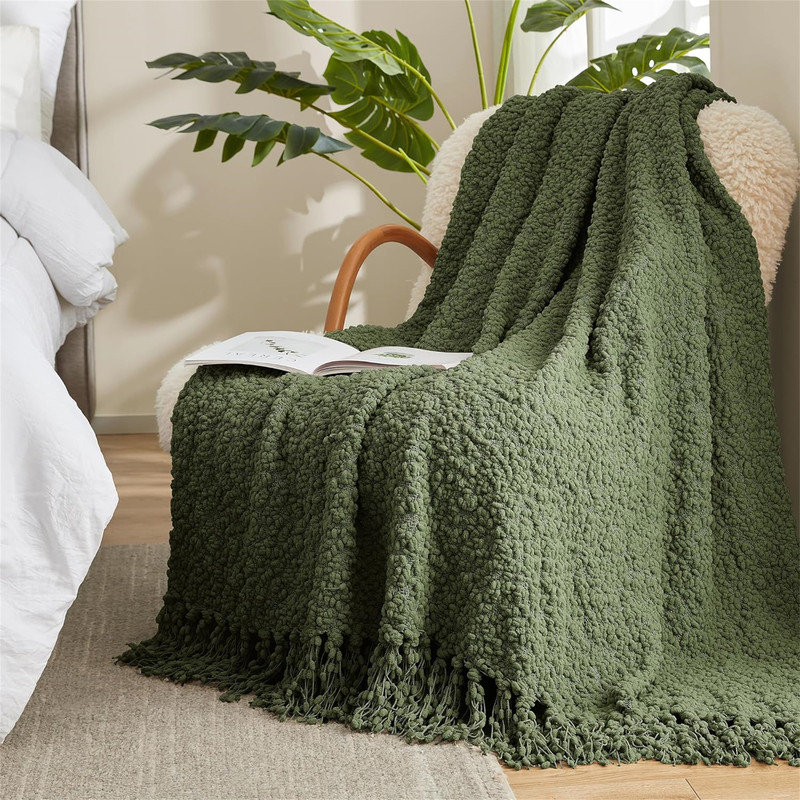 Priyet 50x60" Fluffy Knit Throw Blankets Textured Mulberry Throw | Wayfair
