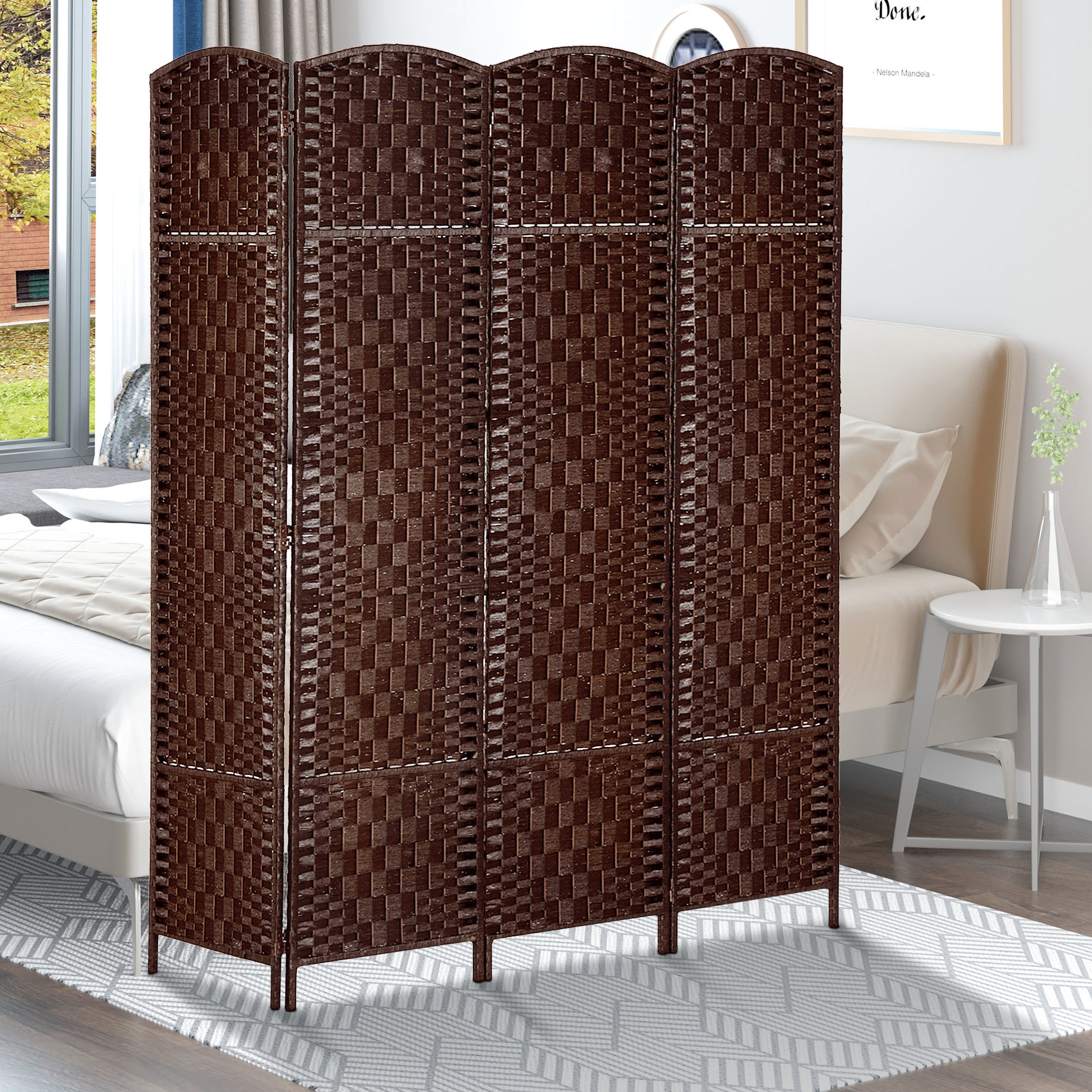 StoneStory Room Divider Privacy Screen - Brown. Weave Partition With ...