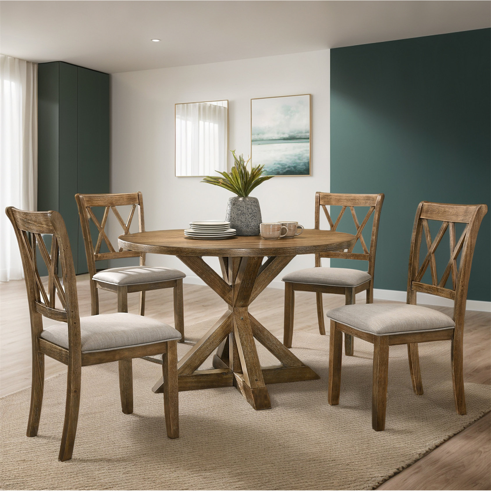 August Grove® Coultas Round 48'' Restaurant Dining Set | Wayfair