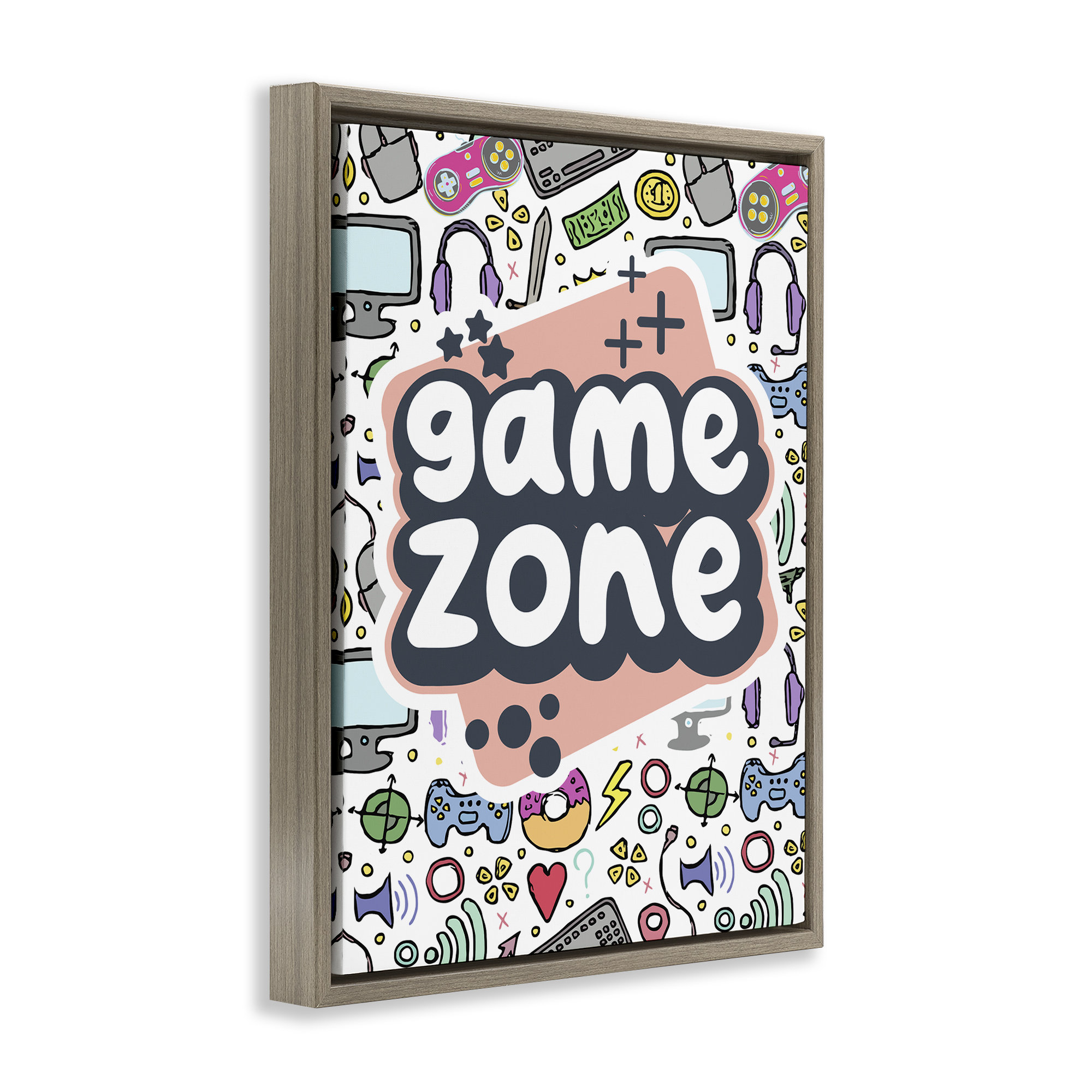 Mercer41 Peach Game Zone Framed Floater Canvas Wall Art By Jesse Keith ...