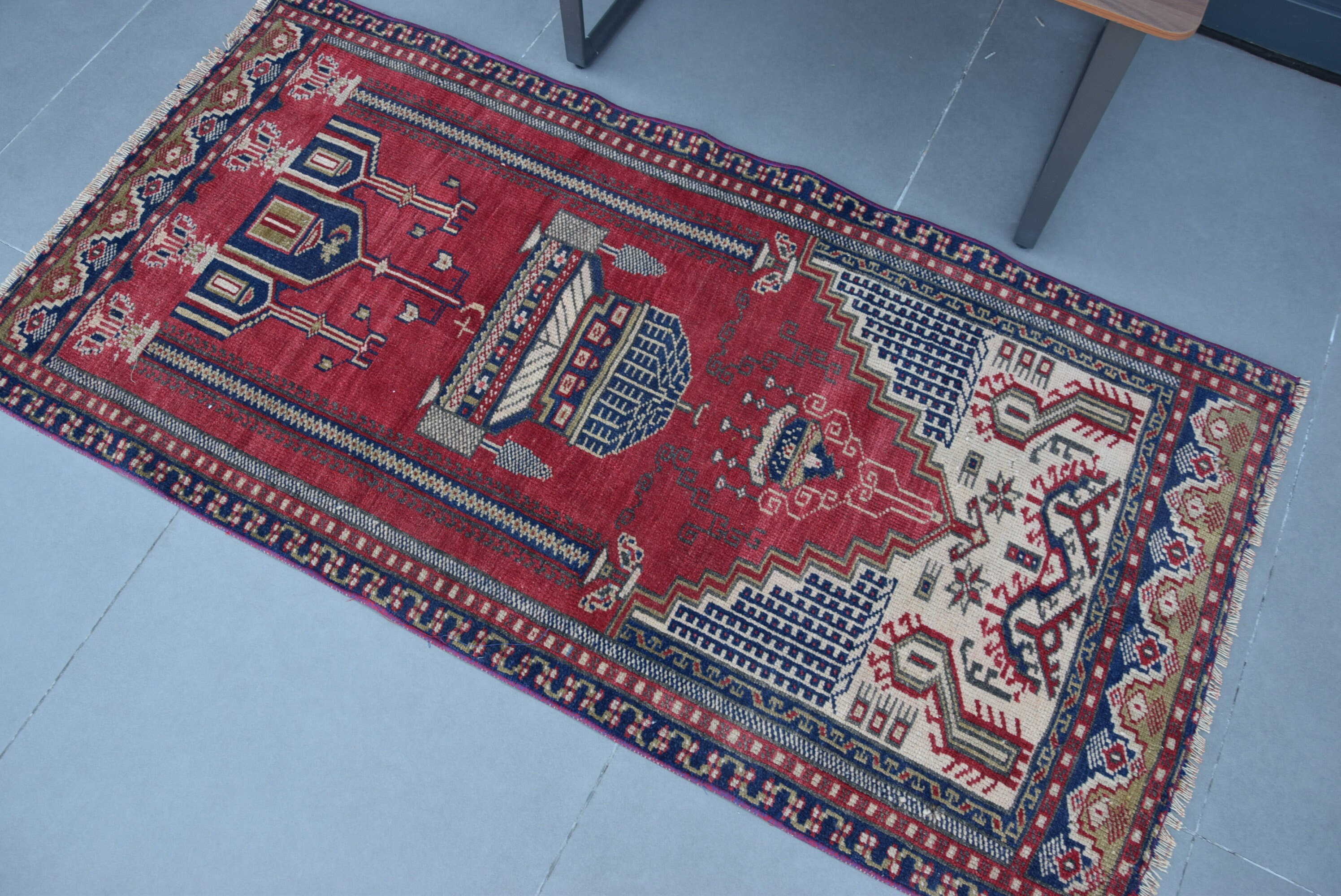 Bungalow Rose Traditional Red Turkish Accent Rug with Unique Mosque ...