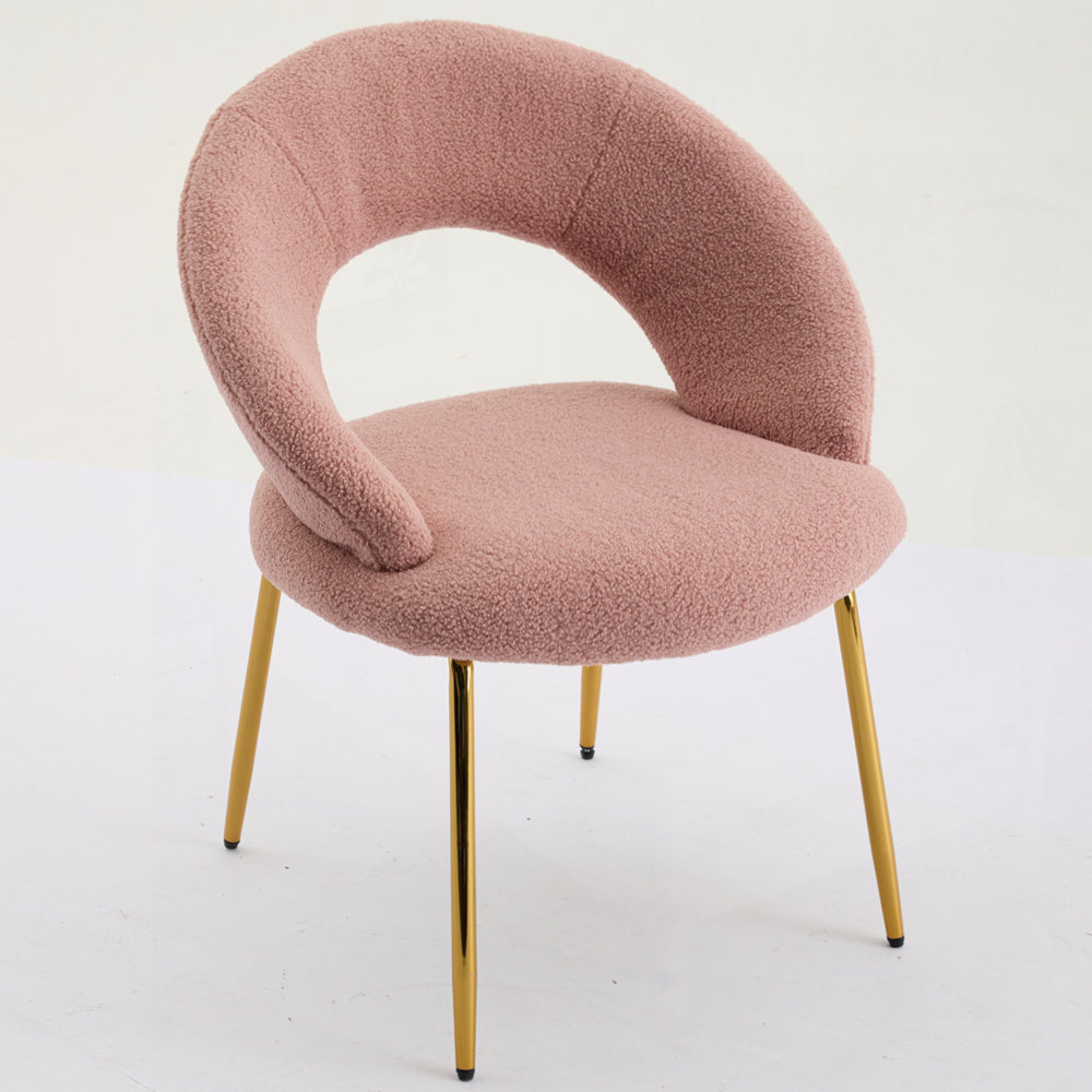 Everly Quinn Set of 1 Teddy Fabric Dining Chairs With Curved Backrest ...