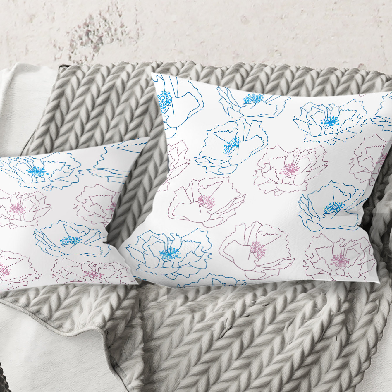 Design Art Retro Handdrawn Poppies I - Mid-Century ModernPrinted Throw ...