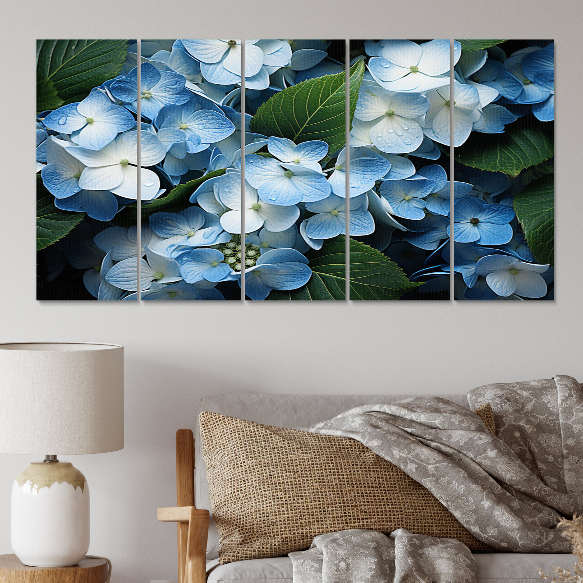 Latitude Run® Blue Hydrangea Field Aerial View - Floral Metal Wall Art ...