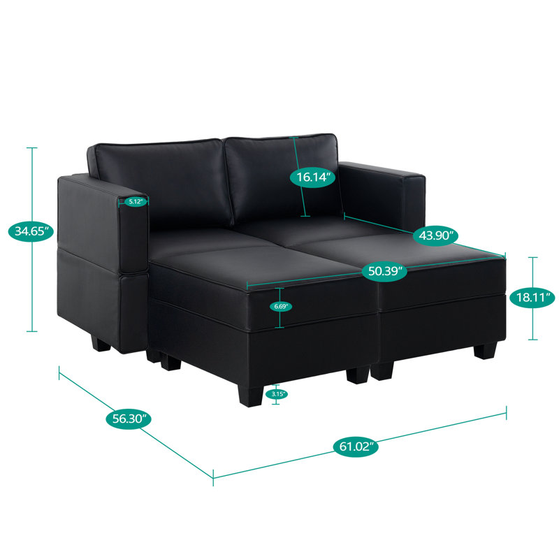 Latitude Run® Shealene Small Modular Sofa Bed Sectional Sleeper Sofa ...