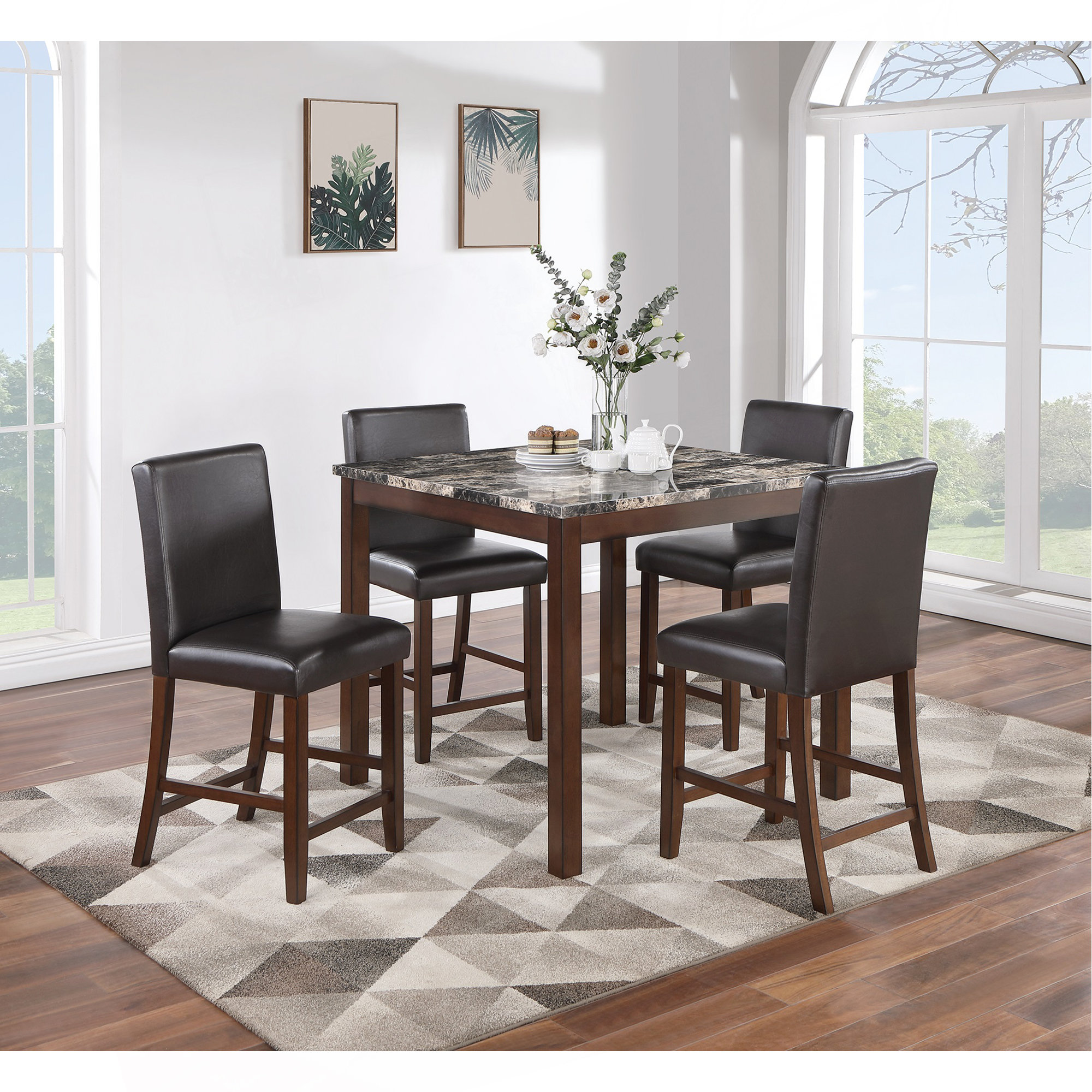 Lark Manor™ Classic Stylish Espresso Finish 5Pc Counter Height Dining ...