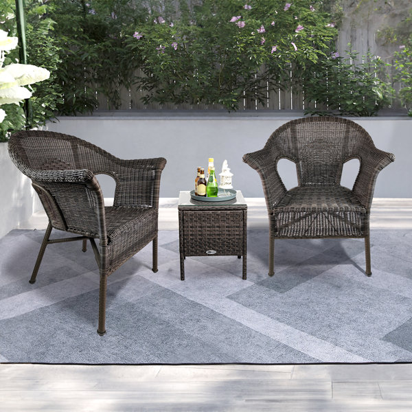 Red Barrel Studio® Wicker Outdoor Lounge Chair, Hand-Woven Rattan Patio ...