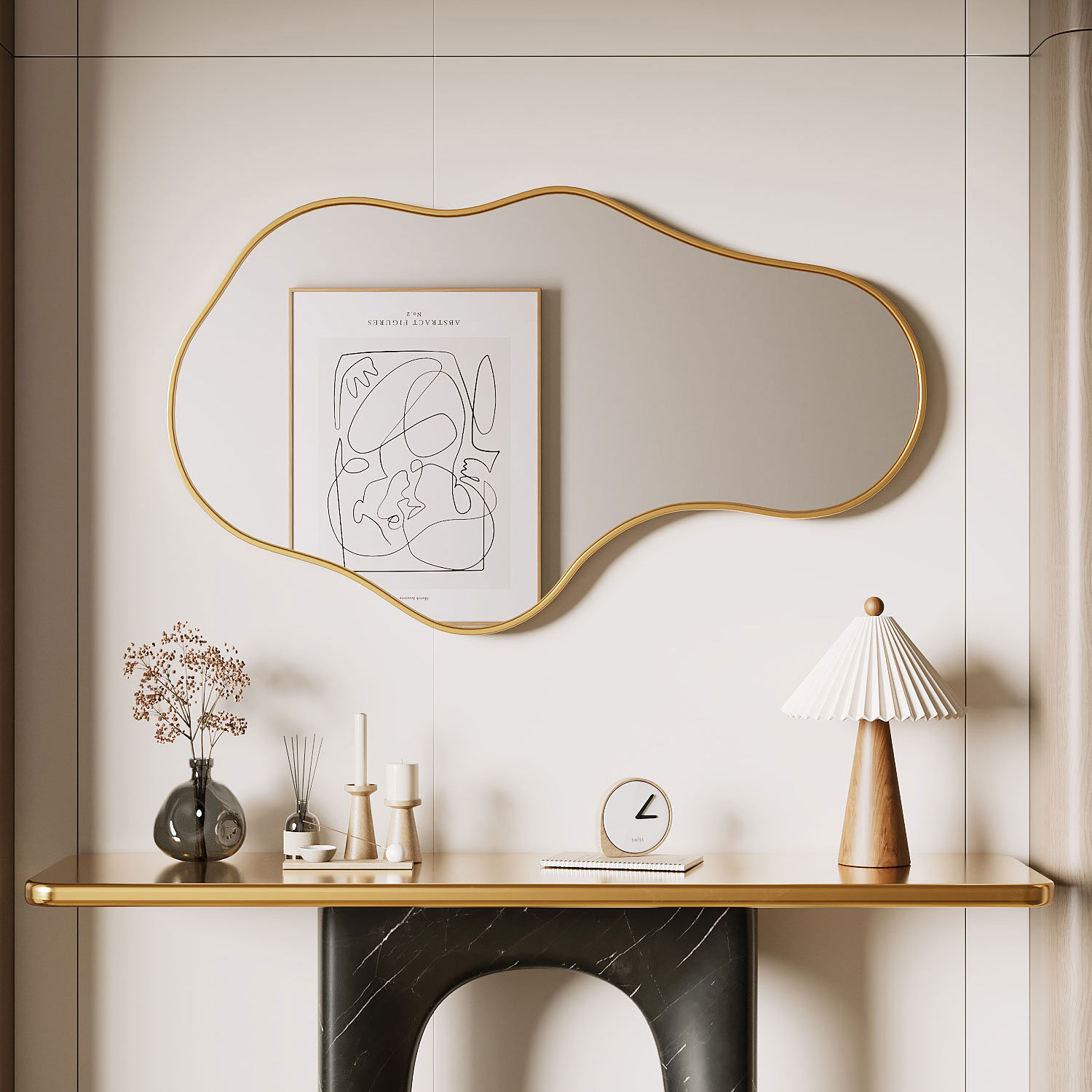 Wrought Studio™ Irregular Unique Shaped Wall Mirror, Asymmetrical ...