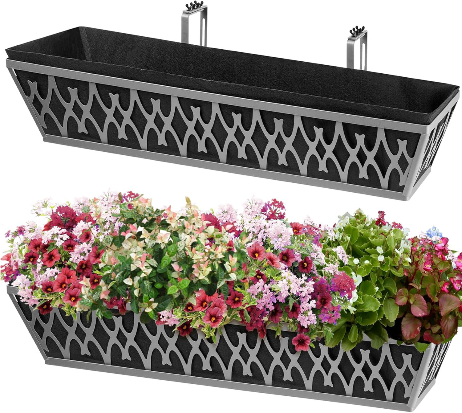 Winston Porter 2-pack 30" Window Box Planters With Adjustable Brackets ...