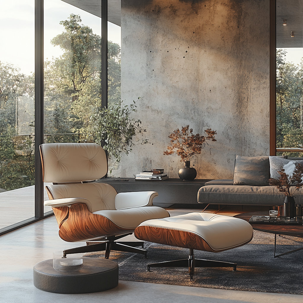 Corrigan Studio® Modern Leather Swivel Lounge Chair And Ottoman With ...