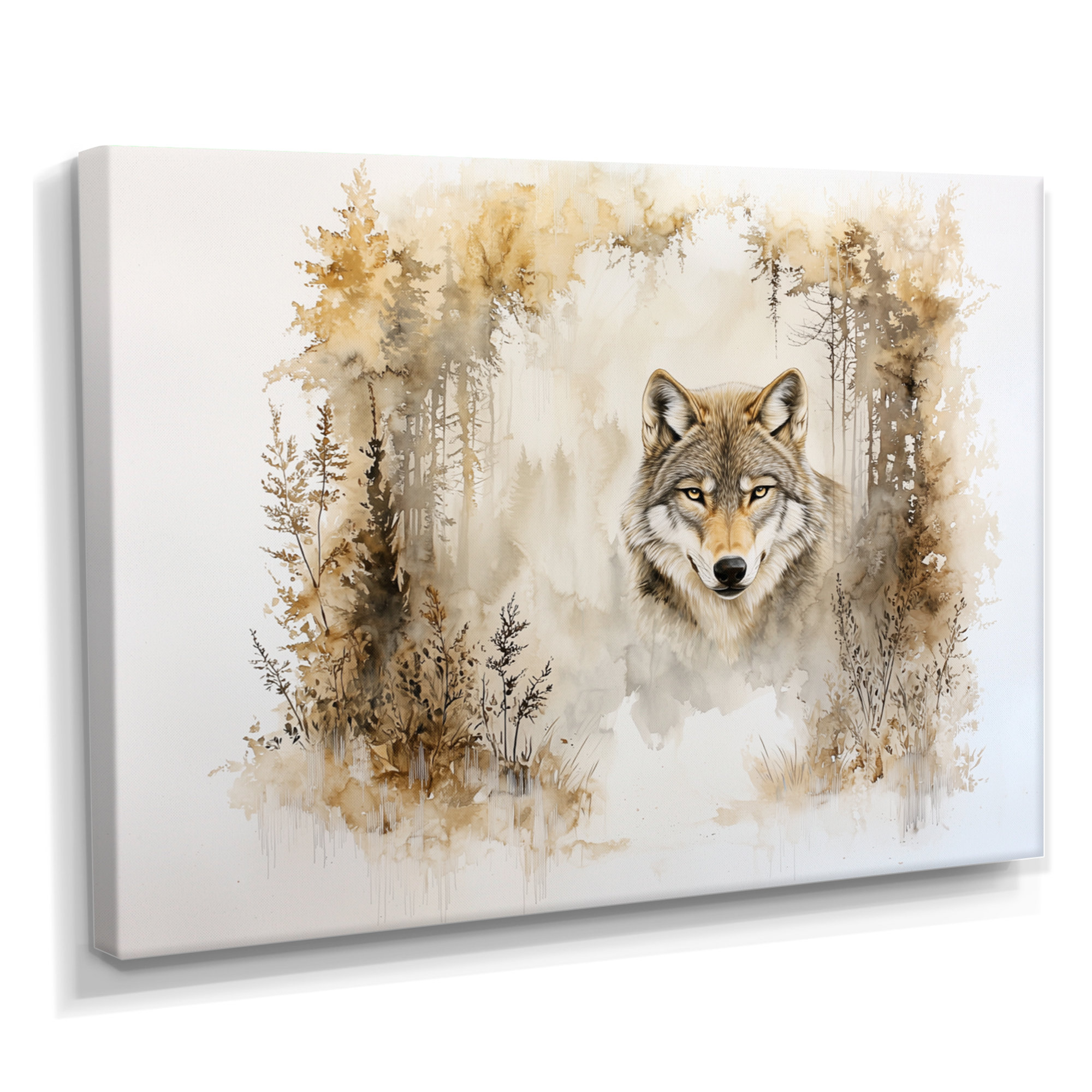 Union Rustic Wolf Den In The Autumn - Wolf Wall Art | Wayfair