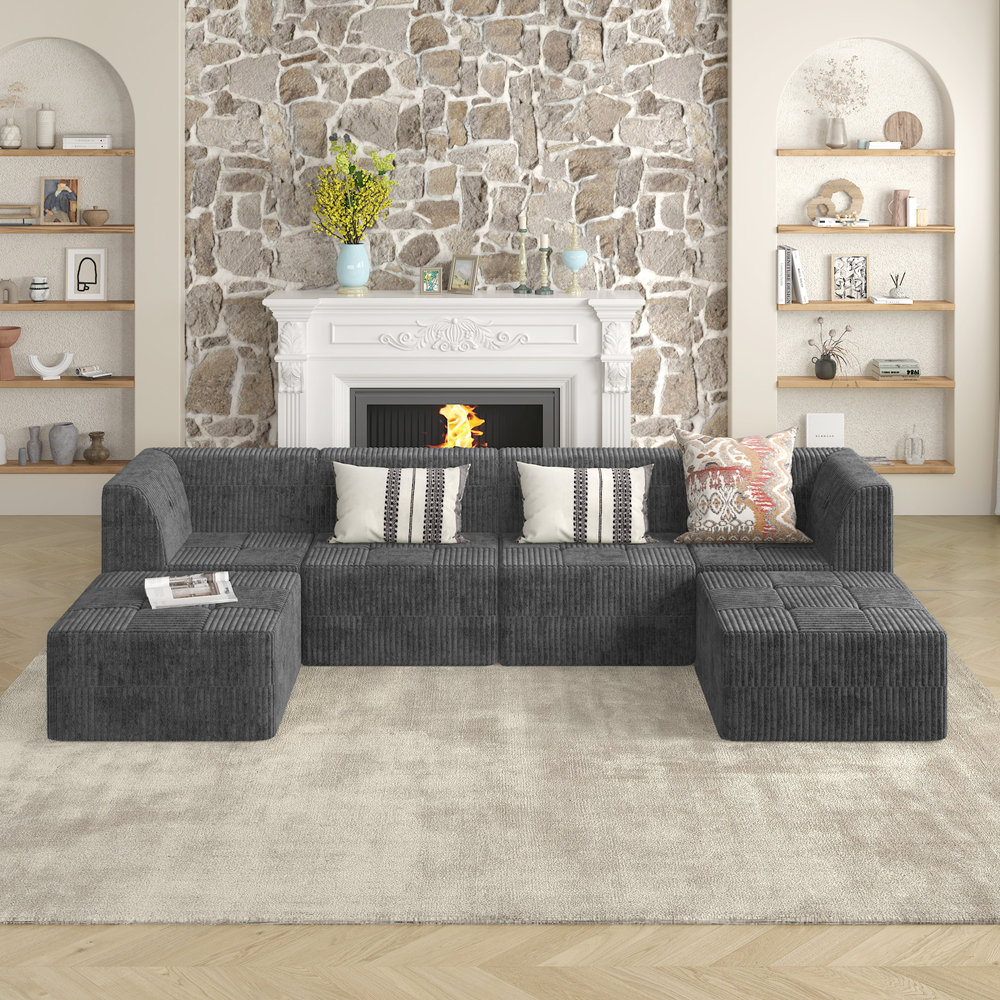 Hokku Designs U shape Modular Sectional Sofa, Compressed Sectional Sofa ...