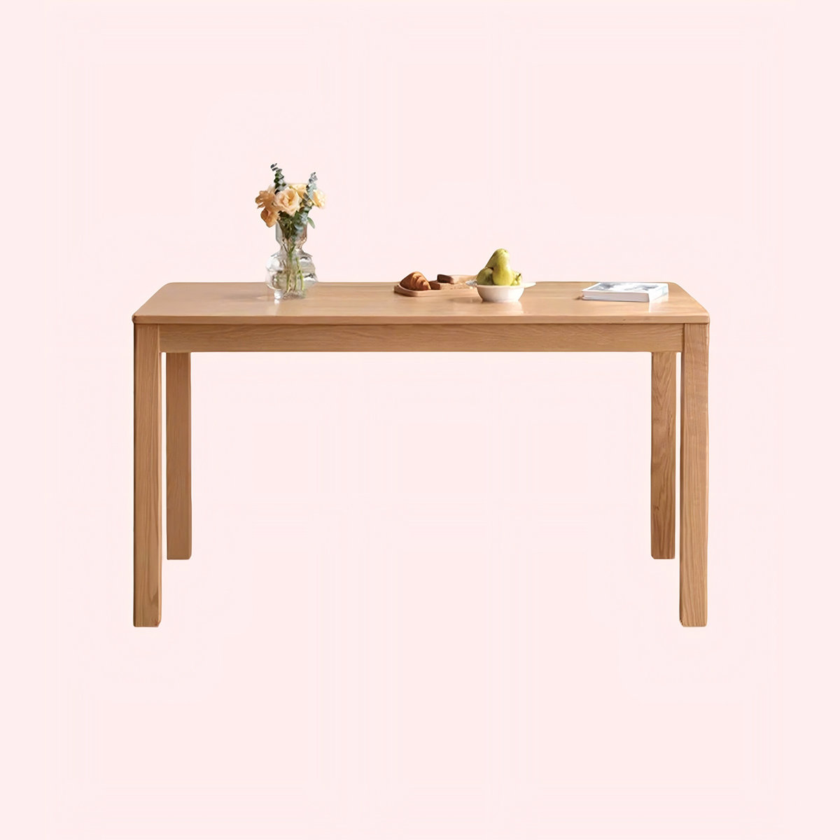 Hokku Designs Solid Wood Oak Natural Color Dining Table | Wayfair
