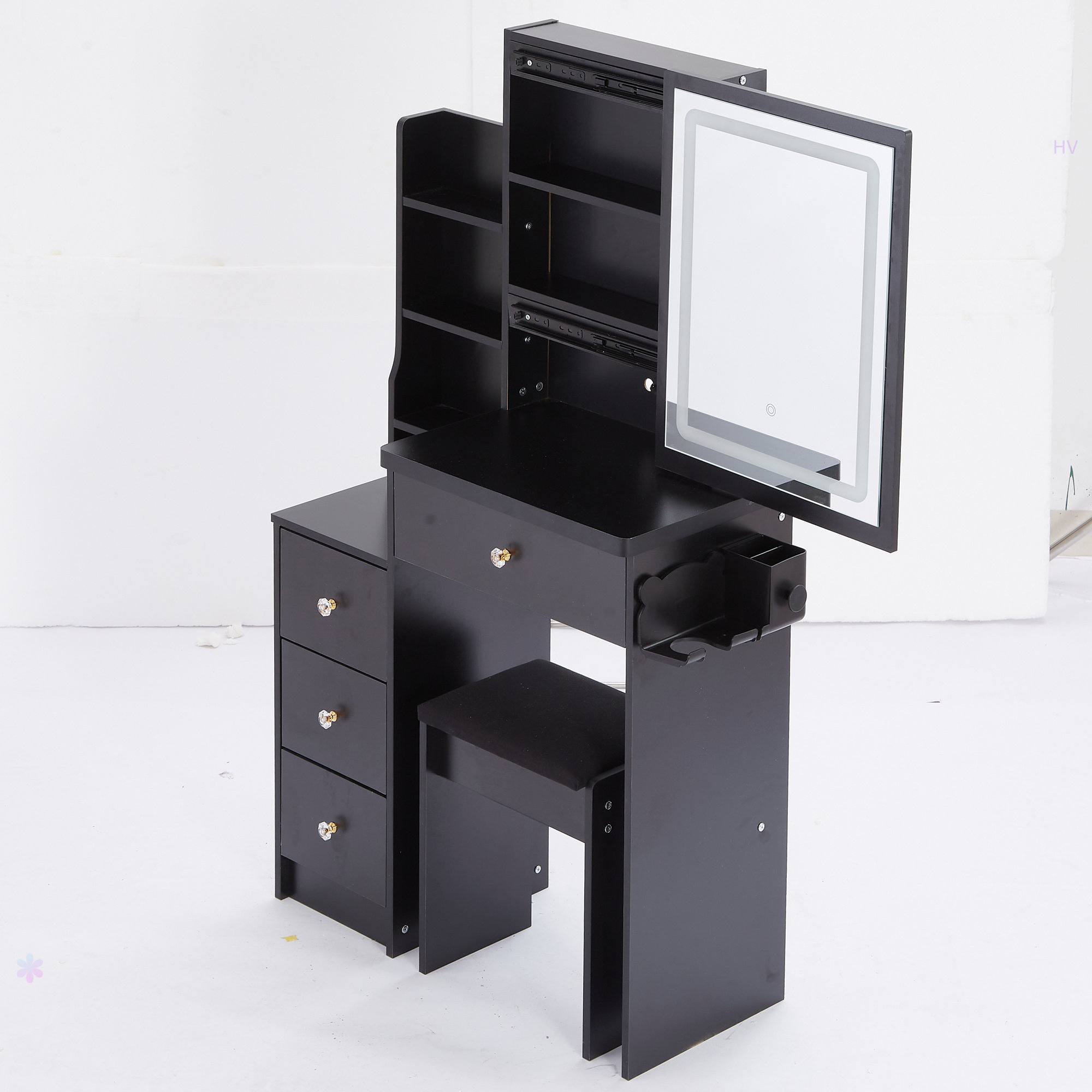 George Oliver 29.2" Small Size Left Bedside Cabinet Vanity Table ...