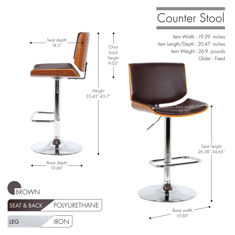 George Oliver Swivel Adjustable Height Extra Tall Bar Stool | Wayfair