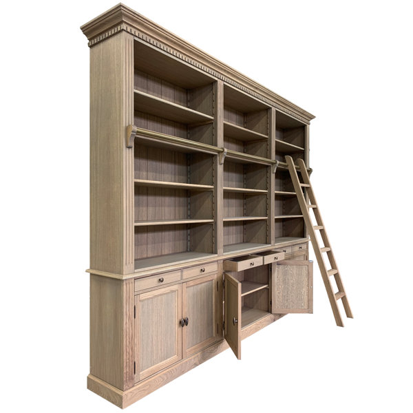 August Grove Jemison 240cm H x 300cm W Solid Wood Library Bookcase ...