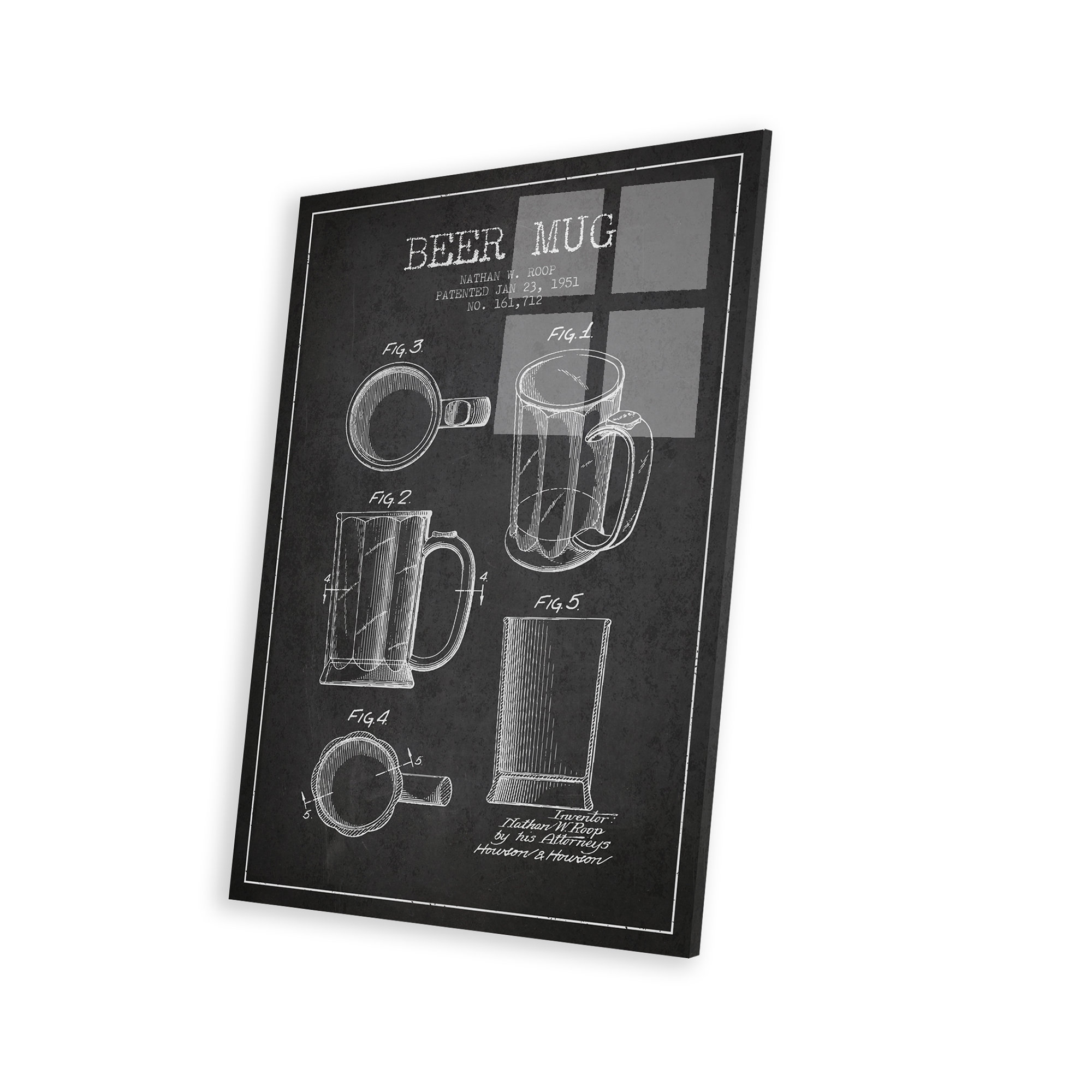 17 Stories Beer Mug Charcoal Patent Blueprint On Plastic / Acrylic by ...