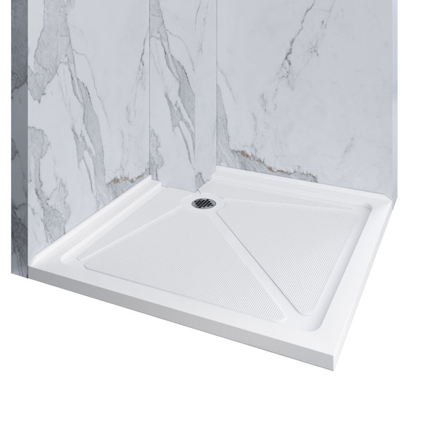 Elegant 36" W x 36" D Square Shower Pan with Shower Drain Assembly ...