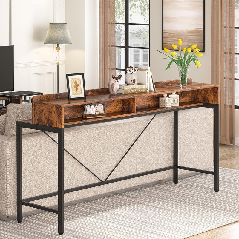 17 Stories 70.9 Inch Extra Long Sofa Table with Storage,Table Behind ...