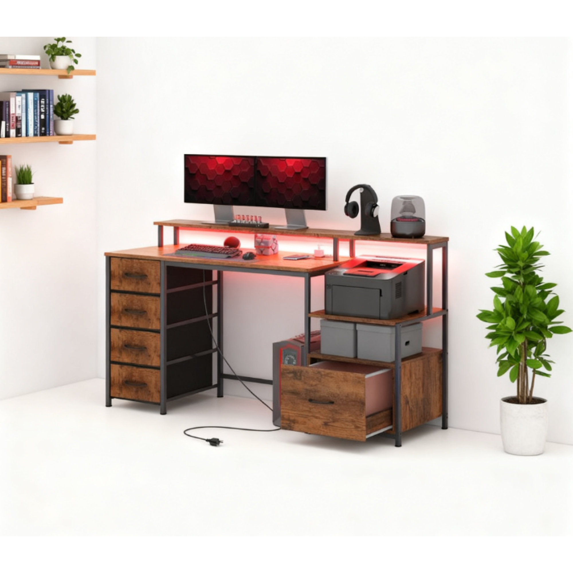 Wrought Studio Multifunctional Modern Desks With Storage, Steel Frame ...
