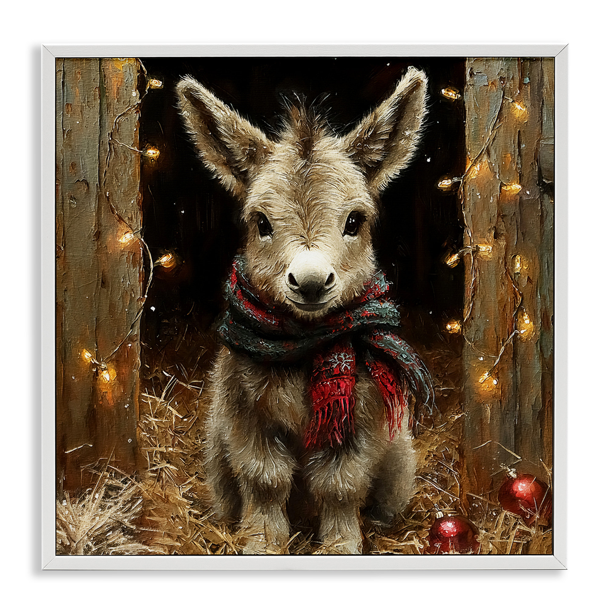 Ophelia & Co. Baby Donkey & Holiday Lights Framed Giclee, design by ...