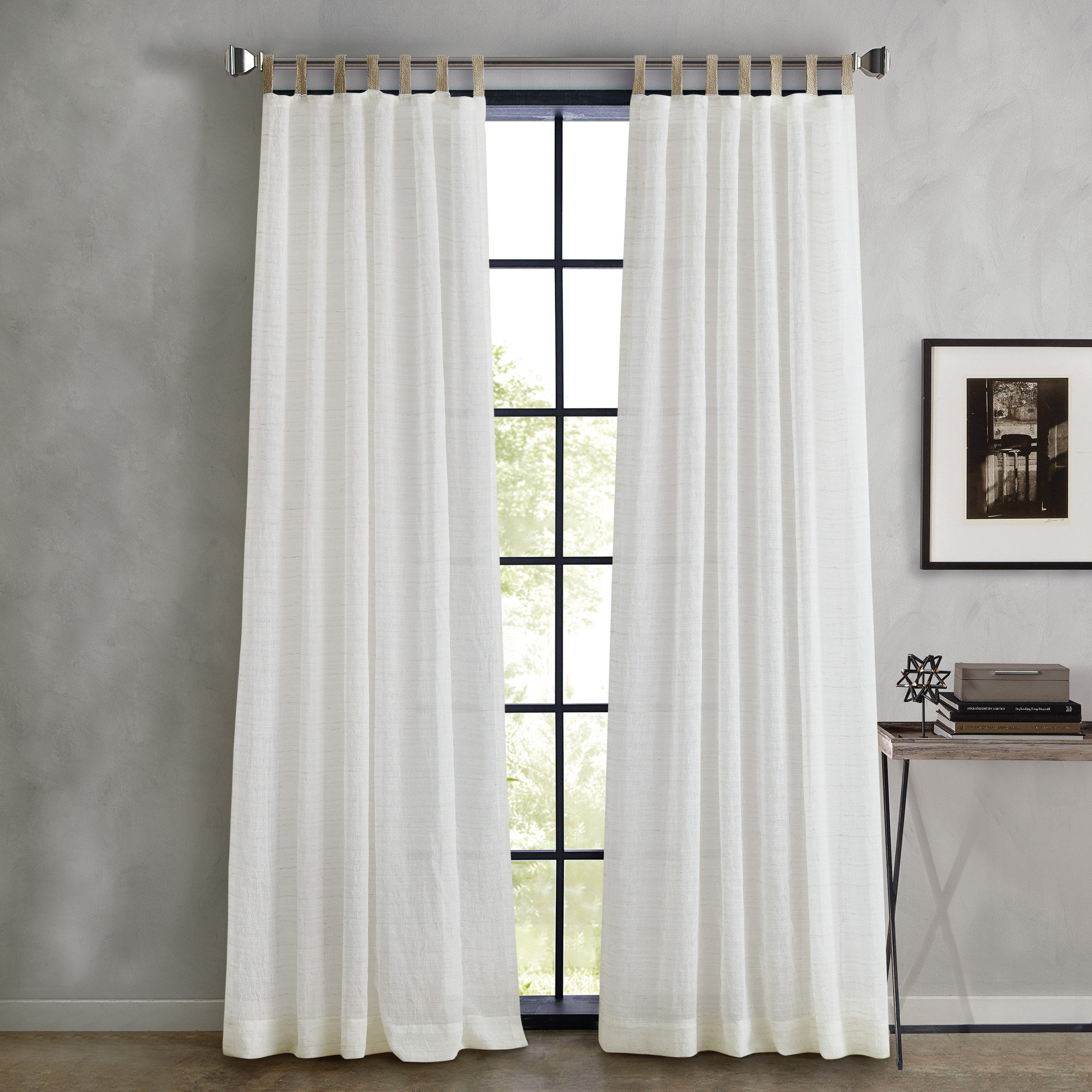 DKNY Antigua Jute Tab Curtain Panel Pair Linen (Set of 2) & Reviews ...