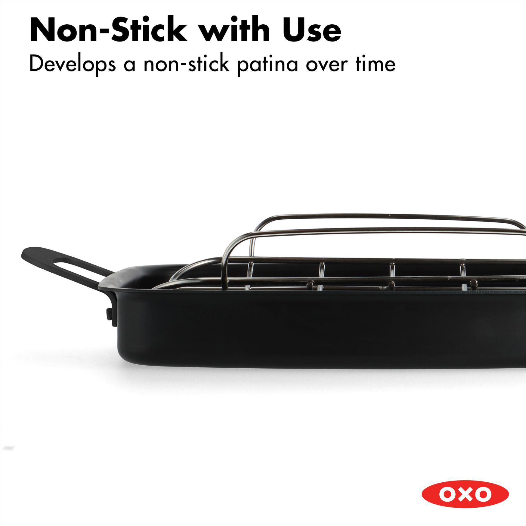 OXO Black Steel Open Roaster with U rack 15"x10.5"x2.25" | Wayfair